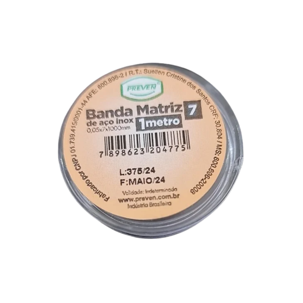 Fita Banda Matriz Metálica 0,05x7x1000mm - Preven - A Dental